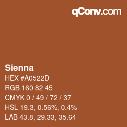 #sienna Farbe im Detail Komplementärfarbe Schattierung